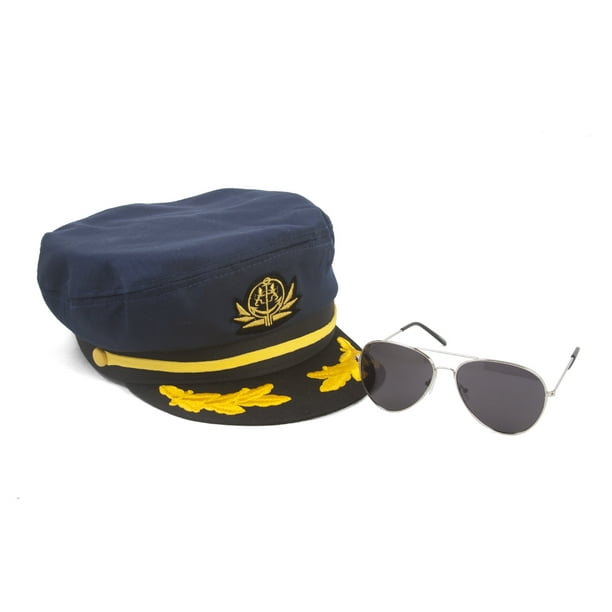 Kit de capitán de mar - Capitán Hat + Aviator Sunglasses - Amarilla ...