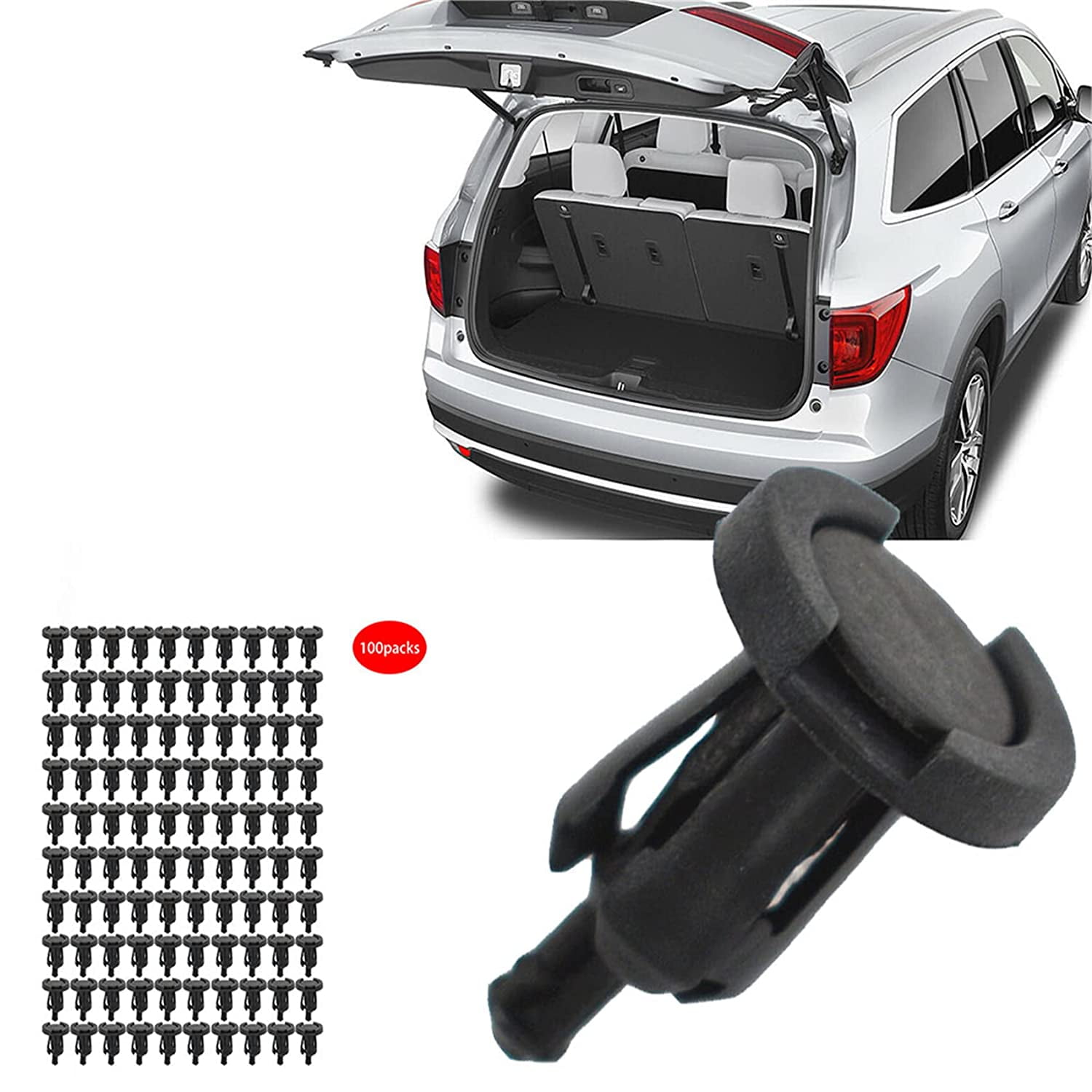 SEBLAFF 100 Pieces 10mm For Honda Clips Plastic Push Rivet Retainer ...