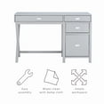 Linon Lakelyn 4-Drawer Desk, 48" Wide with Side Storage, Gray Finish ...
