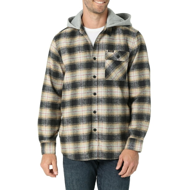 Wrangler® Men's Plaid Hooded Shacket - Walmart.com