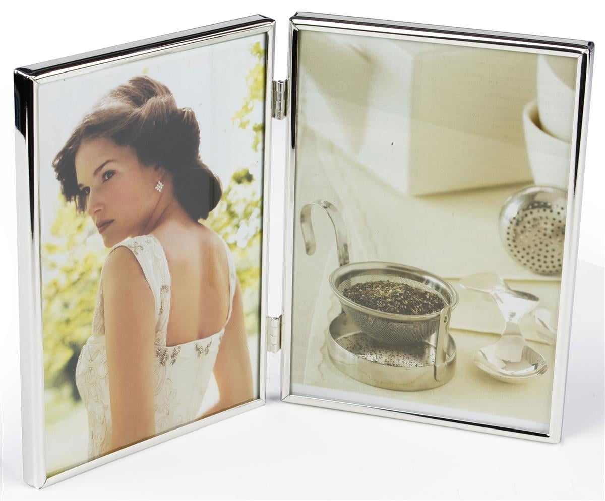 Silver Plated Hinged Picture Frame Displays (2) 5 x 7-Inch Prints, 10-1 ...