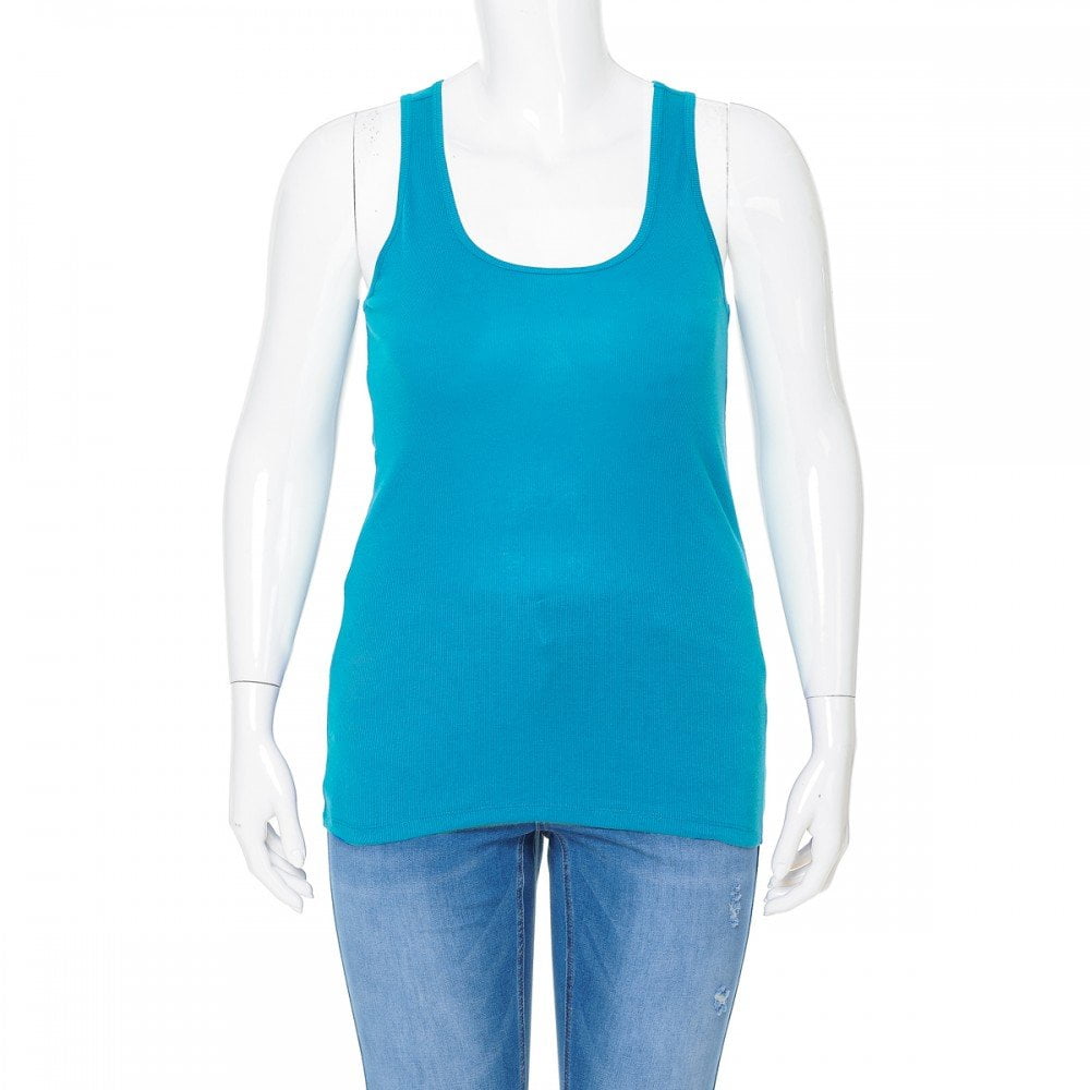 Womens Plus Size Ribbed Scoop Neck Racer Back Tank Top