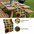 Abstract Yellow Sunflower Table Runner, Black White Plaid Linen Texture ...