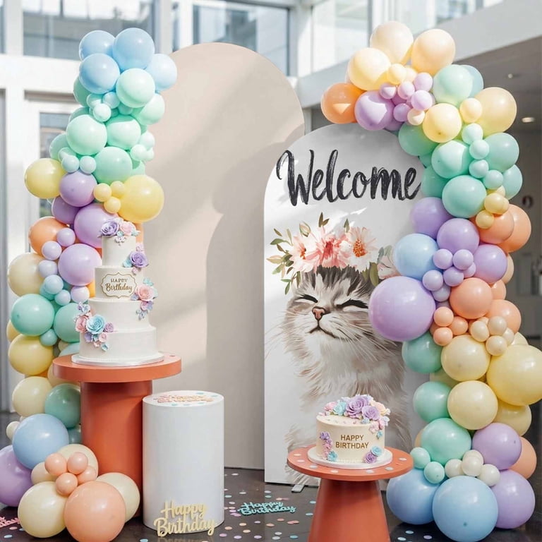 Watercolor Cat Arch Backdrop Covers 7.2 FT, Garland Stretchy Fitted ...