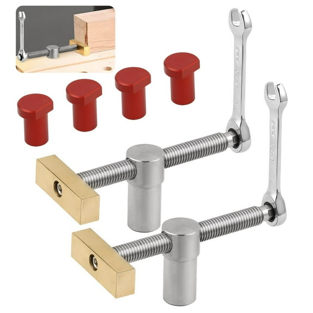 2 Sets Woodworking Desktop Clips, Brass Stainless Steel Adjustable Vise ...