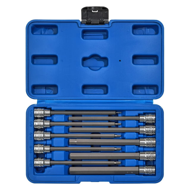 CASOMAN 10 Pieces 3/8 inch Drive Long Hex Bit Socket Set, 1/16 inch to ...