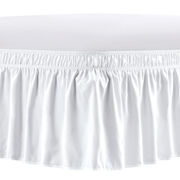 NEWEEN Wrap Around Bed Skirts for Twin Beds 15 Inches Drop, White ...