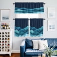 Abstract Waves Kitchen Curtains Valance and Tier Set Navy Blue Wave ...