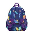 Cartoon Dino School Backpack with Vibrant Roaring Dinosaur and Abstract ...
