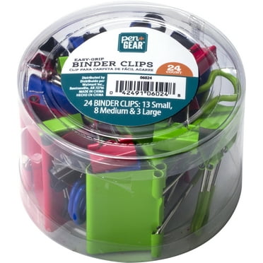Pen + Gear Easy-Grip Binder Clips, Assorted Colors and Sizes, 24 Count ...
