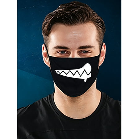 Reusable Face Mask with Teeth Design Washable Breathable 3 Layered 100% ...