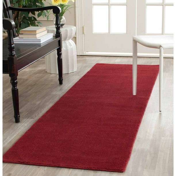 SAFAVIEH Himalaya Rachelle Solid Wool Runner Rug, Red, 2'3" x 10 ...