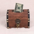 Retro Wooden Treasure Chest Storage Box, Wood Treasure Organizer Coin ...