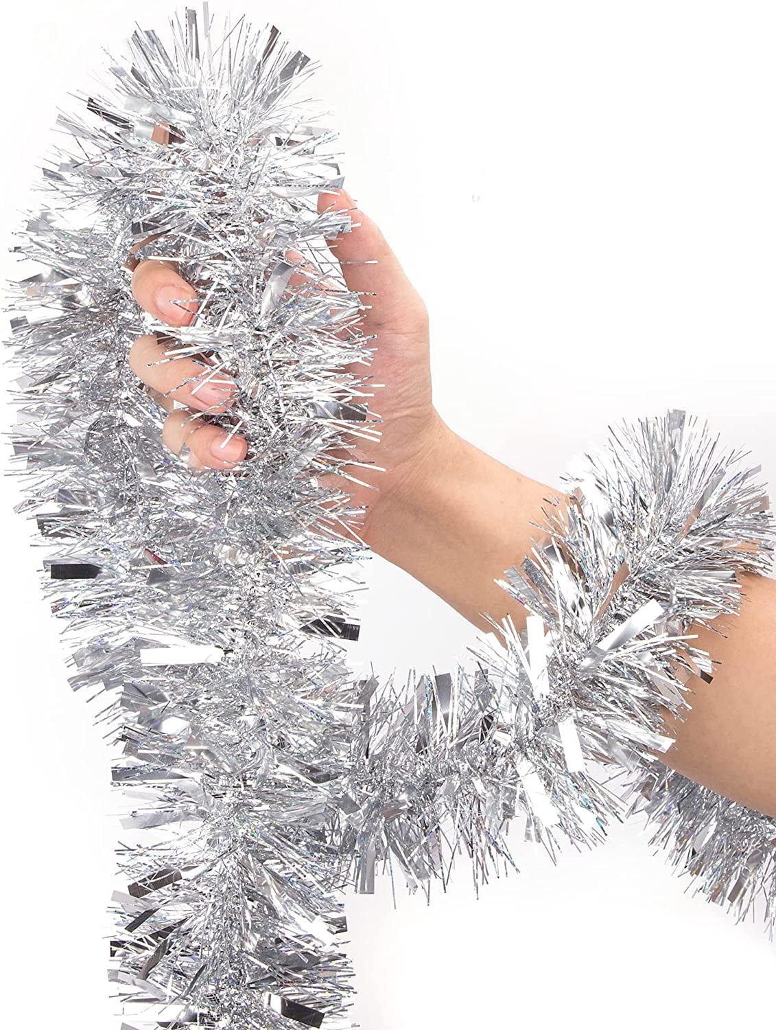 SANNO 26.2ft Christmas Tinsel Garland, Classic Thick Colorful ...