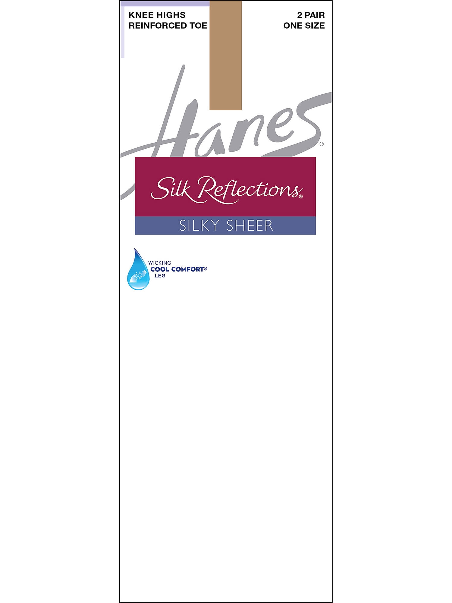 Hanes Silk Reflections Silky Sheer Knee Highs With Reinforced Toe 2 Pack Nude Womens