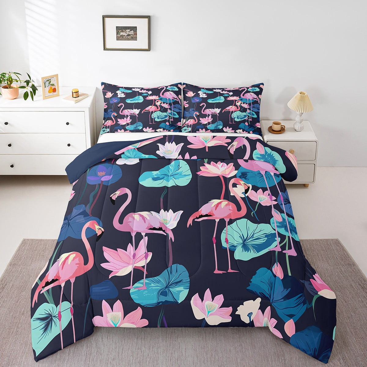 Click here for Erosebridal Watercolor Flamingo Comforter Sets Twi... prices