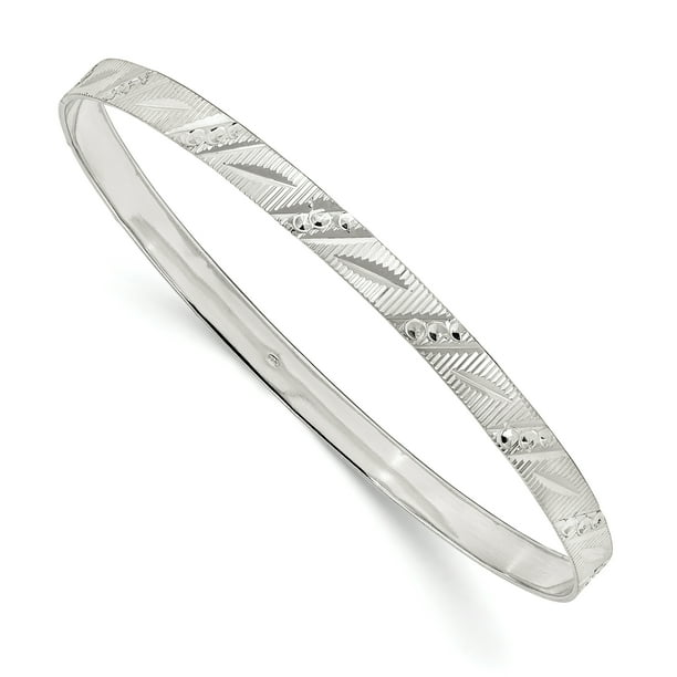 925 Sterling Silver Diamond-cut Slip-on Bangle Bracelet - Walmart.com