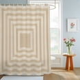 Beige Concentric Squares Shower Curtain Set with Hooks, Vintage ...