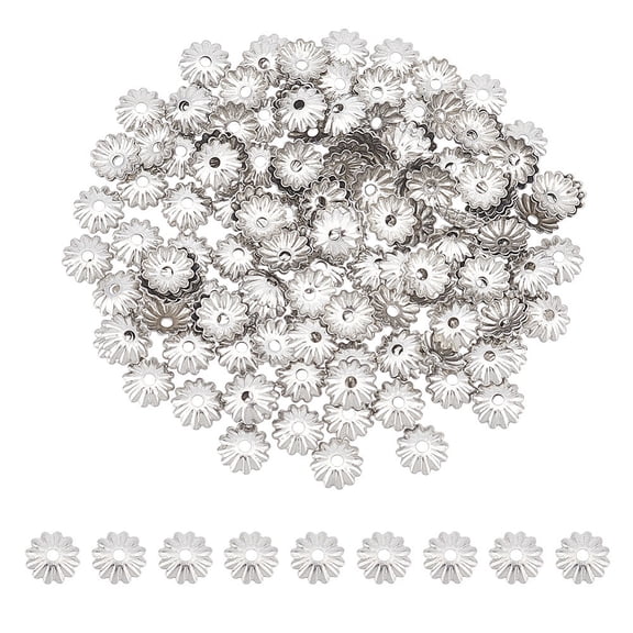 100pc 5-Petal Iron Bead Caps Flower Golden 21.5x22.5x1.5mm Hole: 1.8mm ...