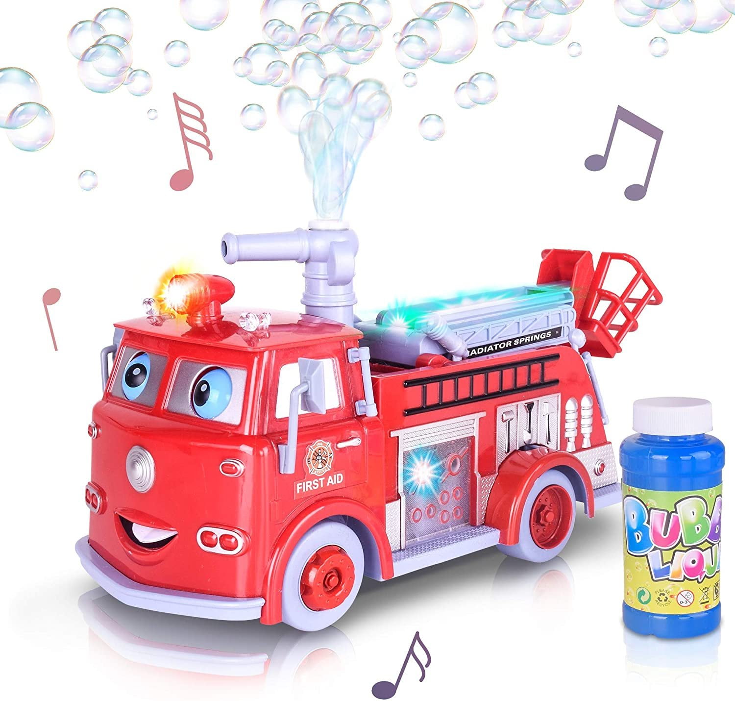 ArtCreativity Bubble Blowing Fire Engine Toy Truck for Kids Light up ...