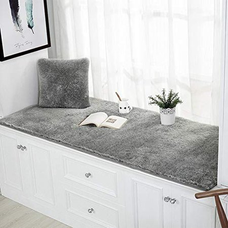 LGXH Plush Solid Color Bay Window Pad Window Bench Mat Non-Slip ...