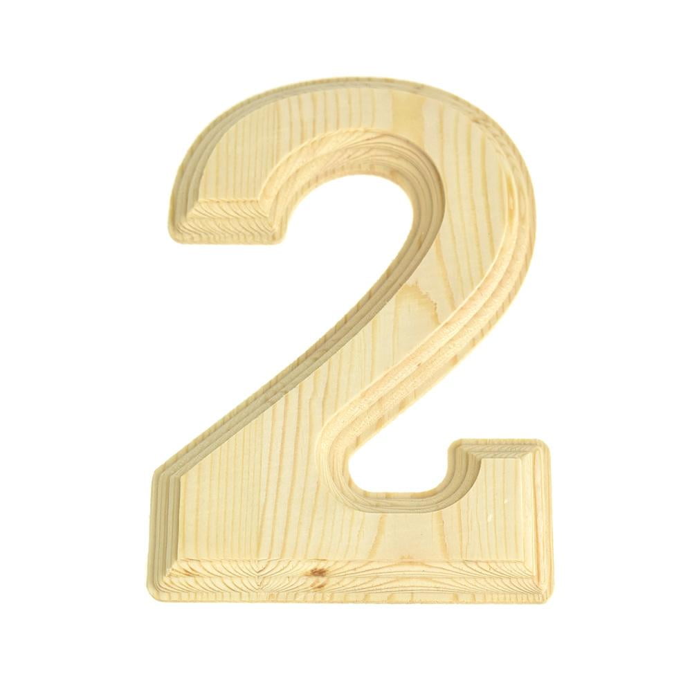 Pine Wood Beveled Wooden Number 2, Natural, 5-13/16-Inch - Walmart.com ...