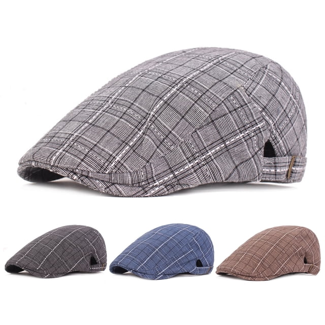 Newsboy Hats for Men Cotton Flat Cap Adjustable Breathable Cap for Men ...