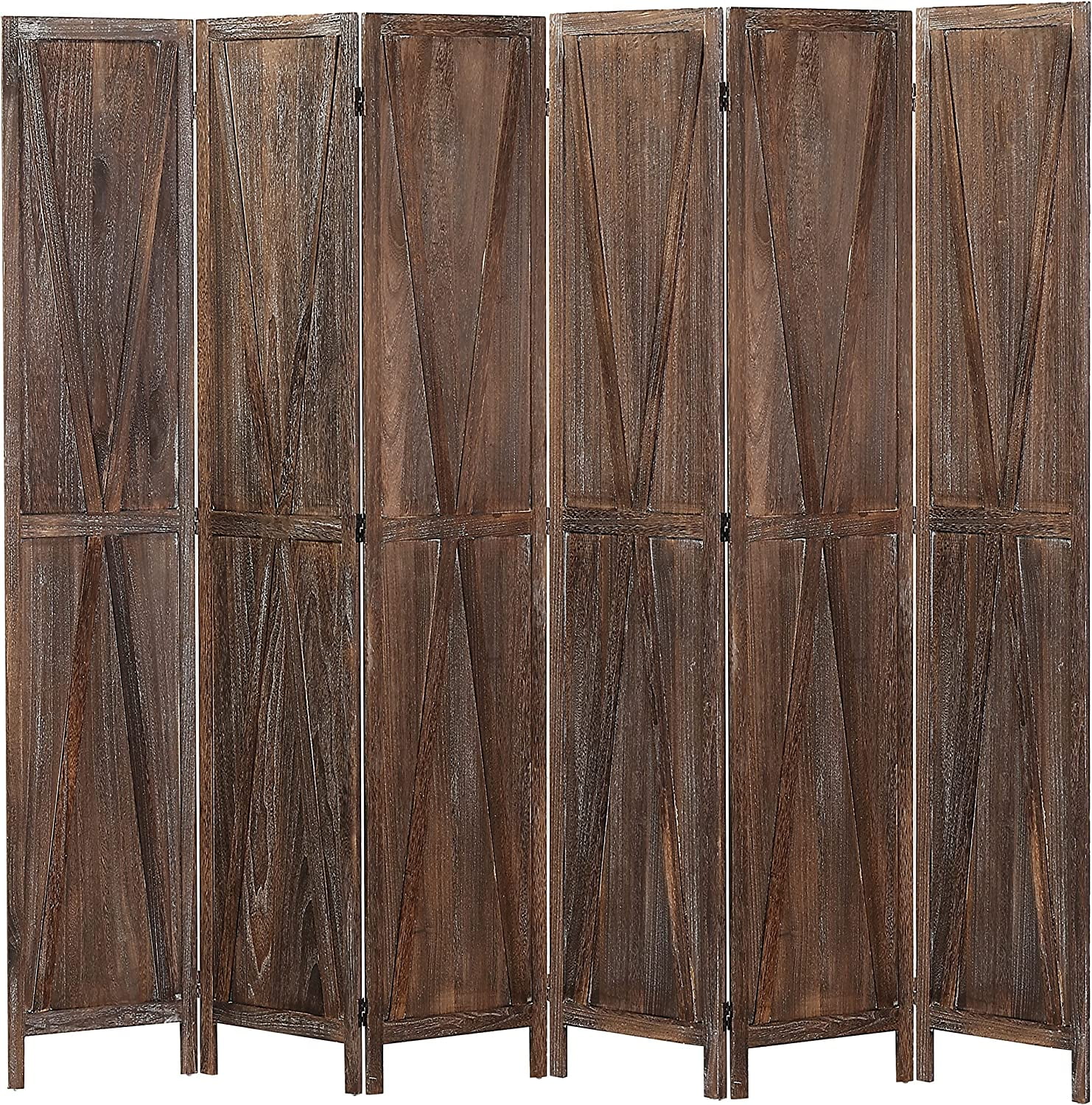 SHMAMT 5.8 Ft Tall Wood Room Divider, Rustic Folding Privacy Screens ...
