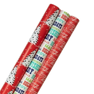 Hallmark Blue Foil Christmas Wrapping Paper with Cut Lines on Reverse ...
