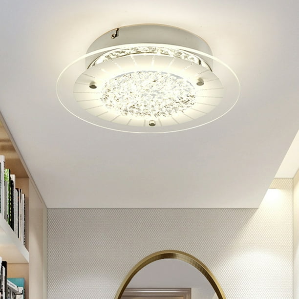 Auffel Crystal Flush Mount Ceiling Light Glass LED Light Fixture Kitchen Bedroom Hallway Nickel ...