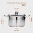 8 Quart Stock Pot - Stainless Steel Large Cooking Induction Pot with ...