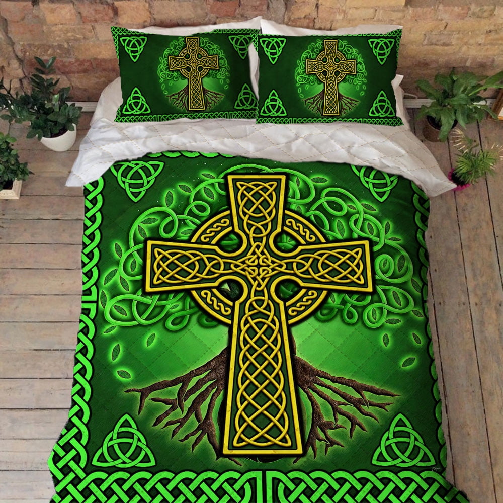 Flagwix 3 Pieces Twin Size Quilt Sets, Yggdrasil Celtic Cross Quilt ...