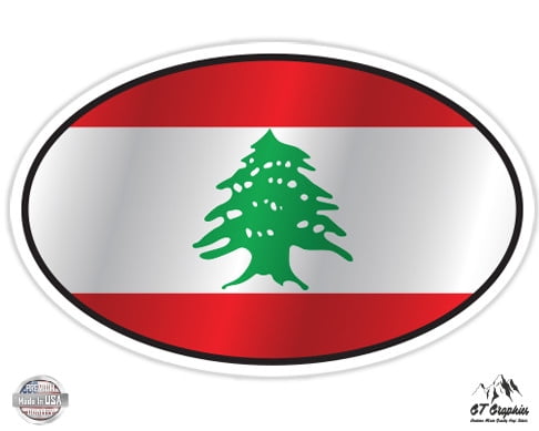 Lebanon Flag Oval - 5" Vinyl Sticker - For Car Laptop I-Pad ...