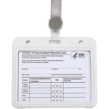 CDC Vaccine Card Protector, 4 X 3 inch Card Holder with Lanyard, Clear ...