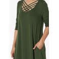 Themogan Womens Strappy Scoop Neck 3 4 Sleeve Flowy Swing Pocket T