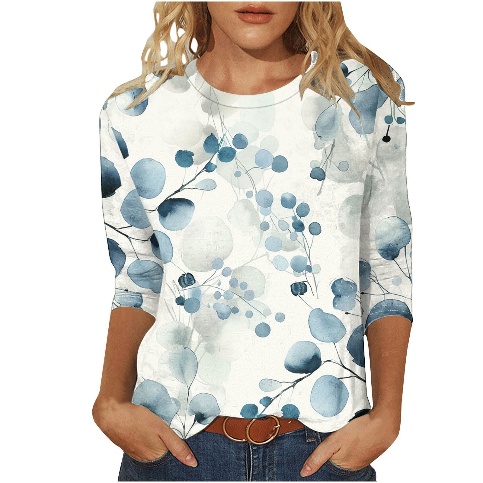 Click here for Hkejiaoi Womens Floral Printed 3/4 Length Sleeve S... prices