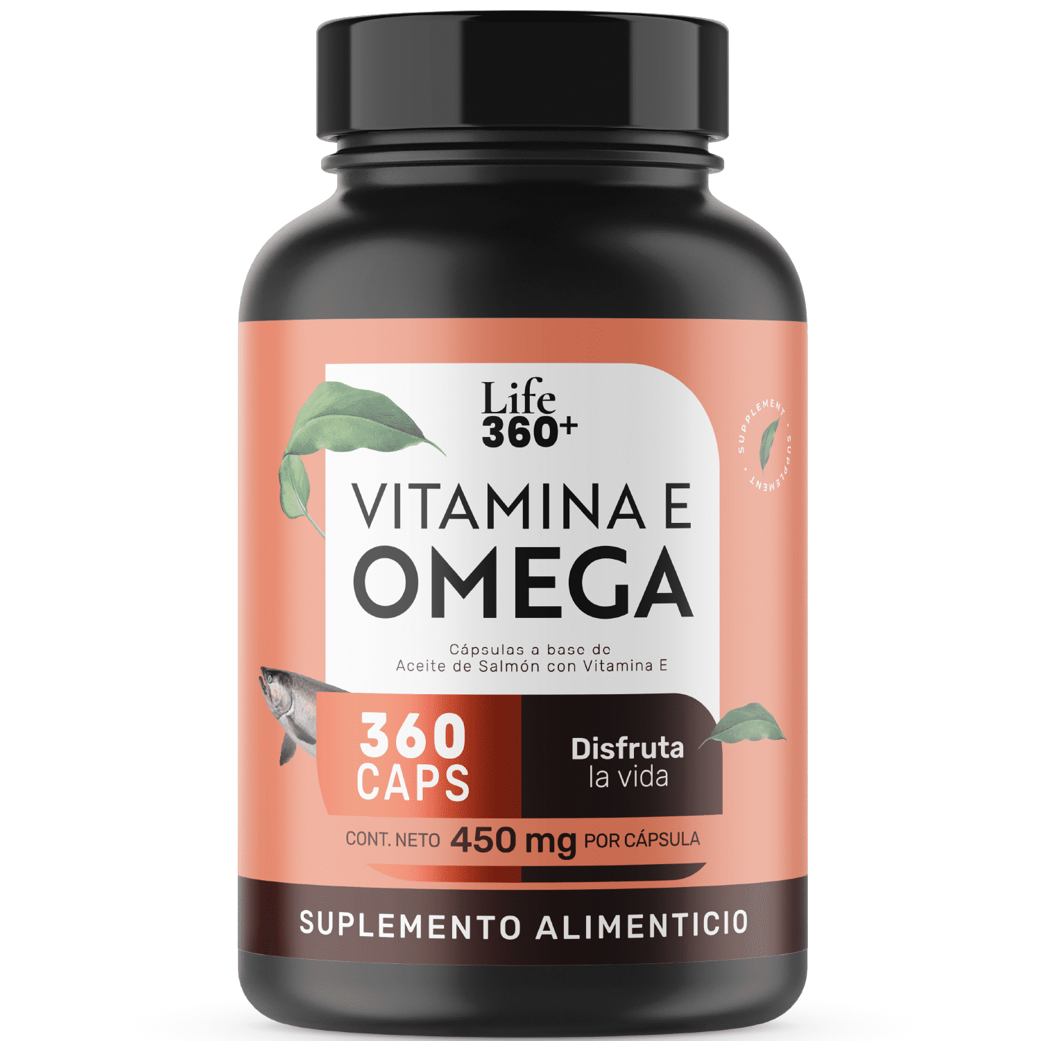 LIFE 360+ Vitamina E Omega | 360 Cápsulas | Aceite de Salmón con DHA y ...
