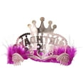 Birthday Princess Tiara with Marabou Pink Feathers - Walmart.com