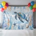Blue Sea Turtle Backdrops for Photography, Nautical Coastal Starfish ...