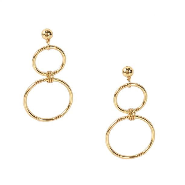 Bagtique - Jewelry Collection Interlocking Hoop Drop Earrings, Gold ...