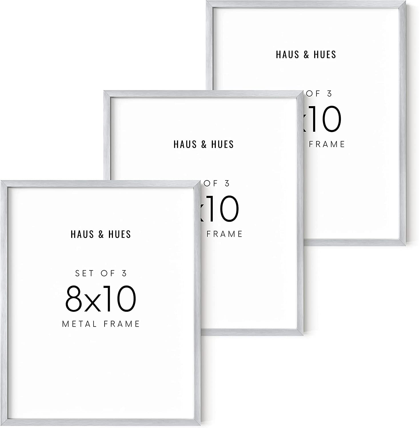 Haus and Hues Silver Picture Frames - 8x10 Picture Frame Set of 3 ...