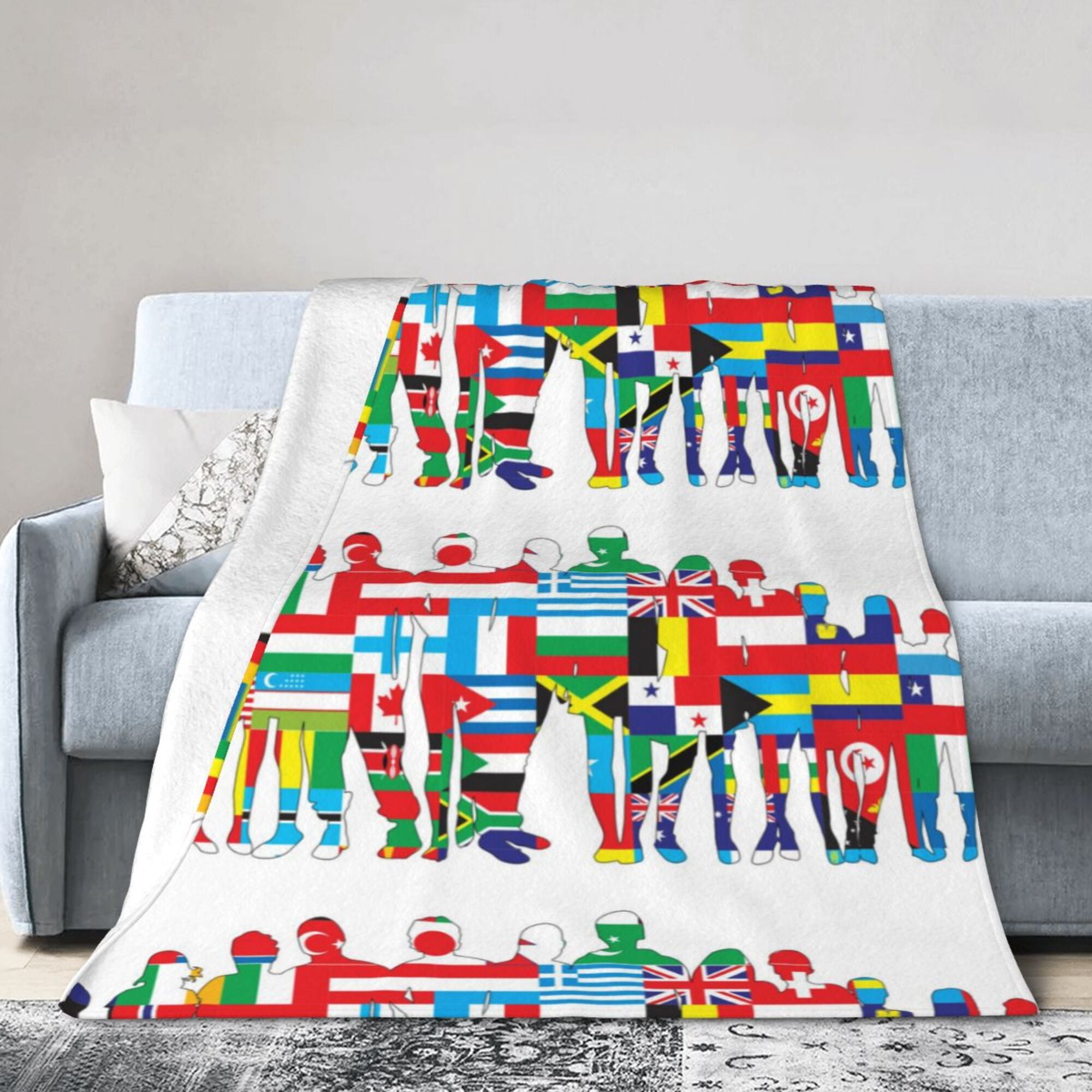 Anti-Pilling Flannel Bed Throw Blankets Art Borders Boy - Couch-Ultra ...