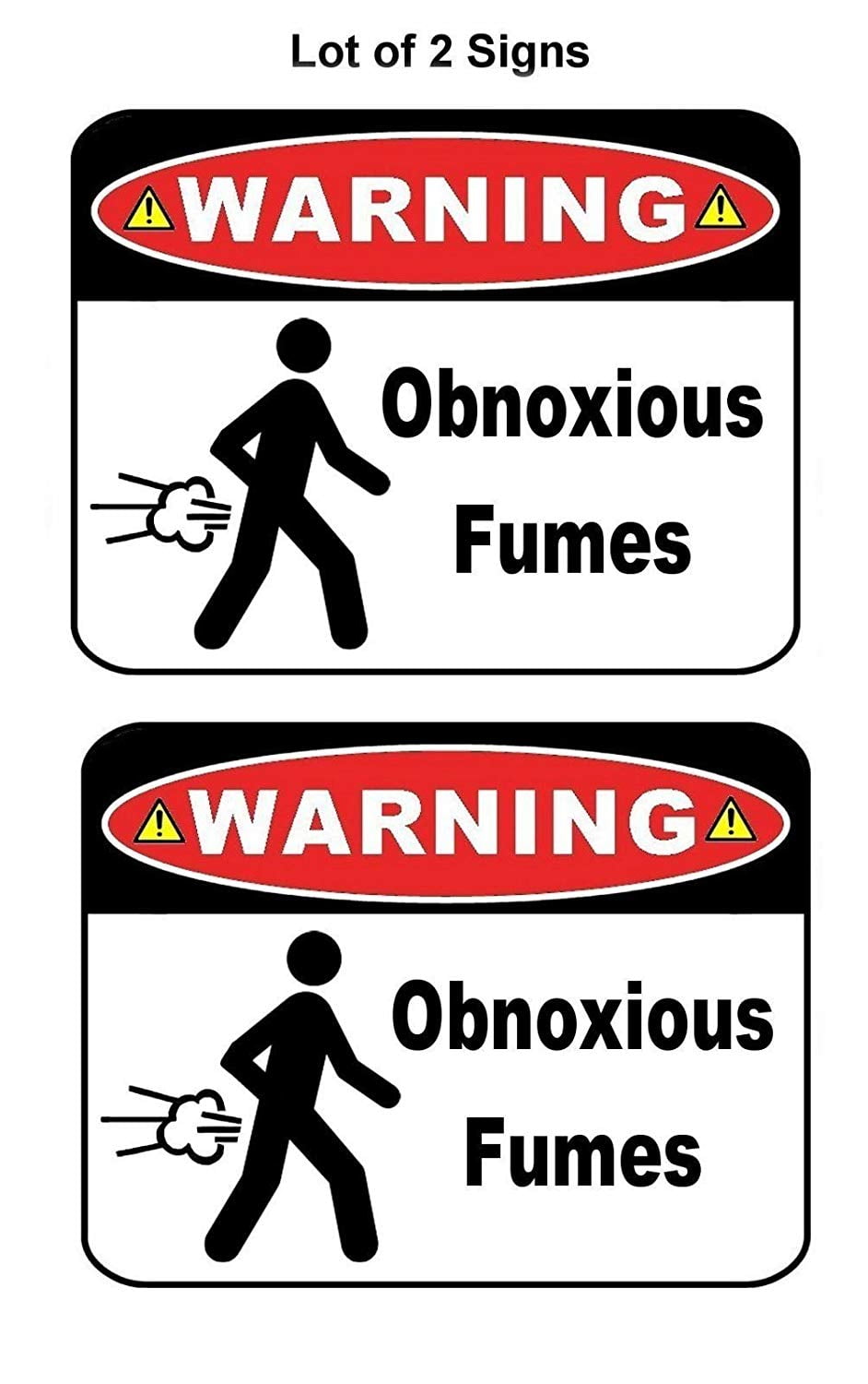 2 Count "Warning Obnoxious Fumes" 11 inch by 9.5 inch Laminated Funny ...