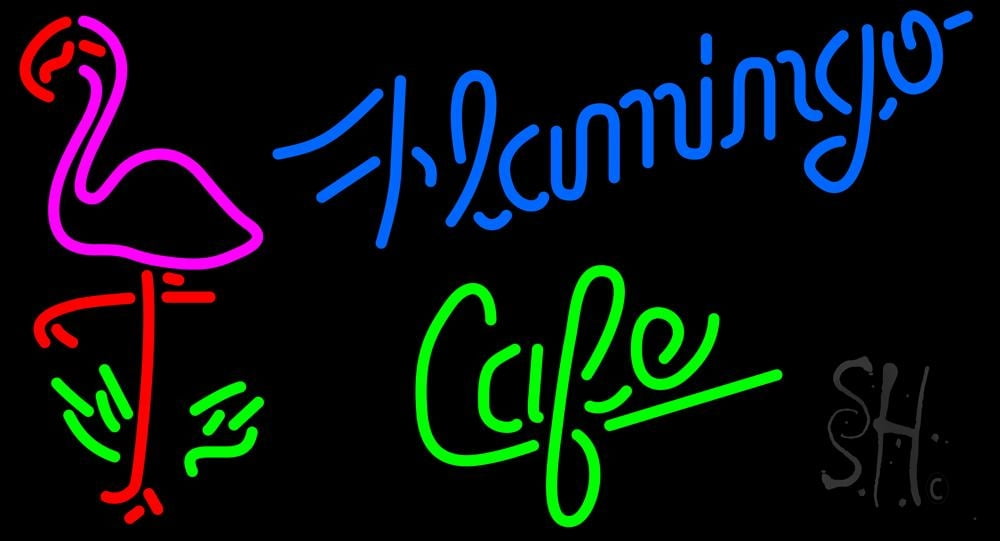 Flamingo Cafe LED Neon Sign 13 x 24 - inches, Clear Edge Cut Acrylic ...