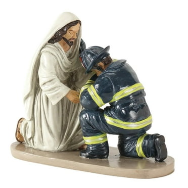 Praying Police Officer with Jesus 5 x 6 Resin Decorative Tabletop ...