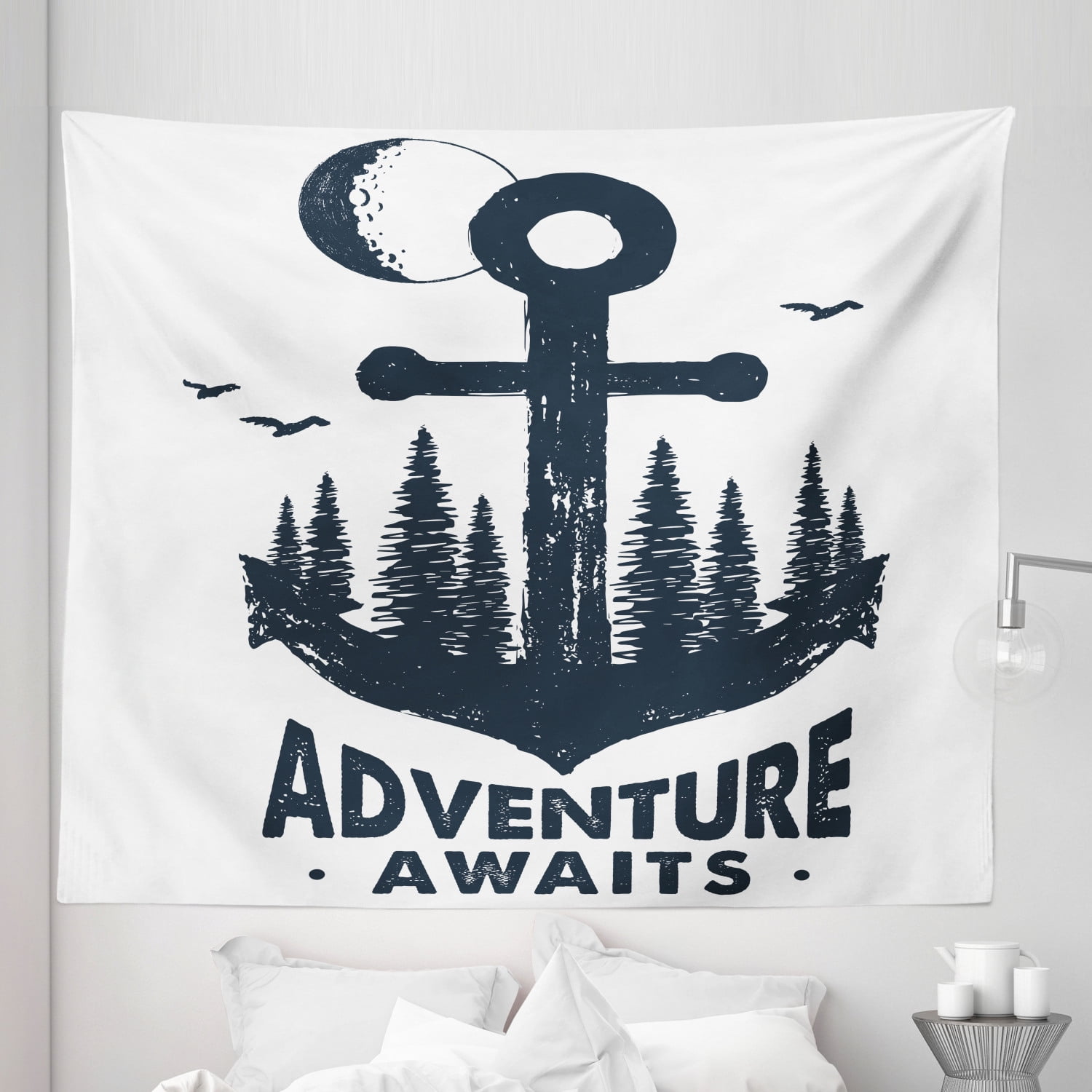 Adventure Tapestry, Anchor with a Words Hand Drawn Elements in an ...