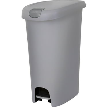 Hefty Lockable Step On Trash Can, 12 Gallon Capacity, Slim Plastic Gray ...