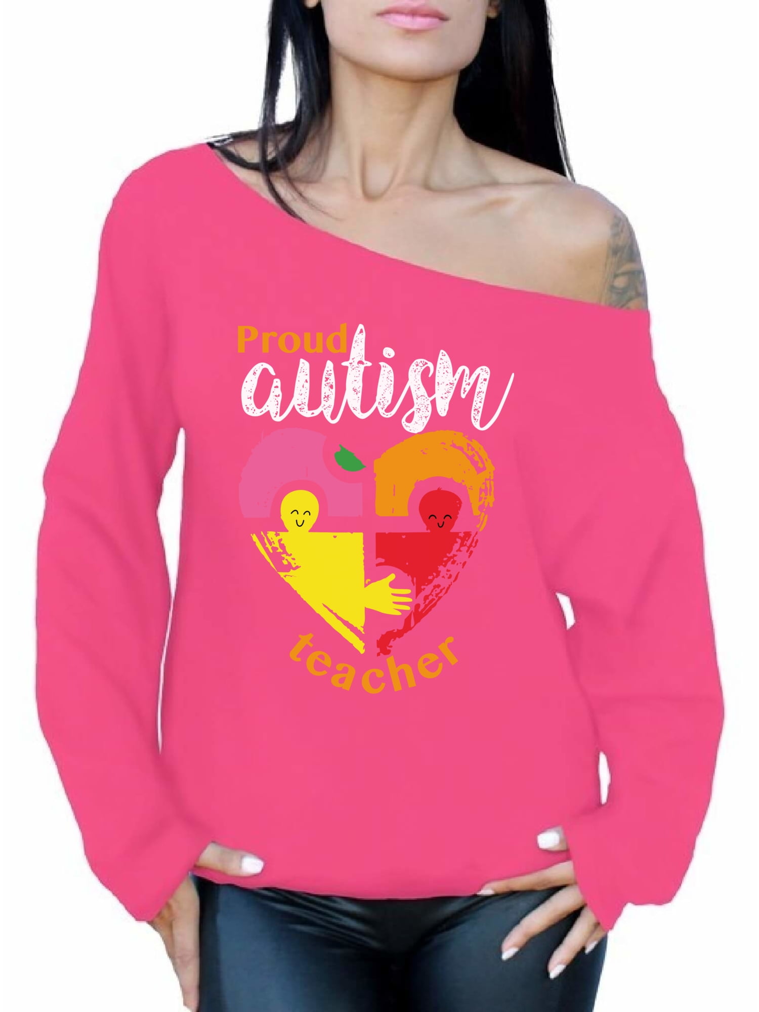 Awkward Styles Autism Awareness Off Shoulder Sweatshirt Proud Autism ...