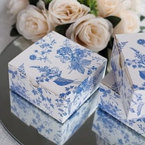 BalsaCircle 25 pcs Blue 4x4 in Floral Printed Square Gift Boxes Party ...