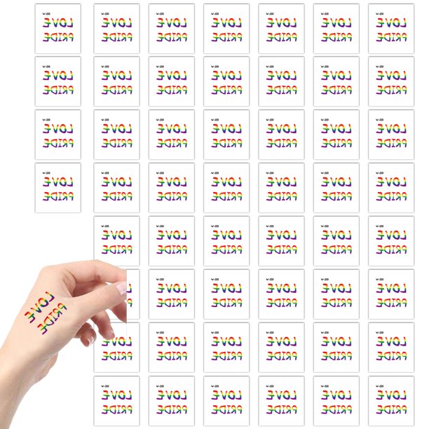 52 Pieces Pride Rainbow Temporary Tattoos Rainbow Flag Stickers ...